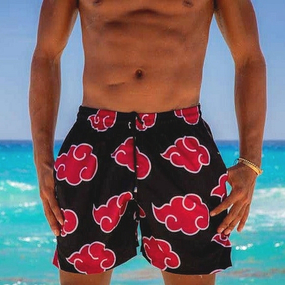 Naruto | Swim | New Naruto Akatsuki 3d Swim Trunks Drawstring Elastic ...